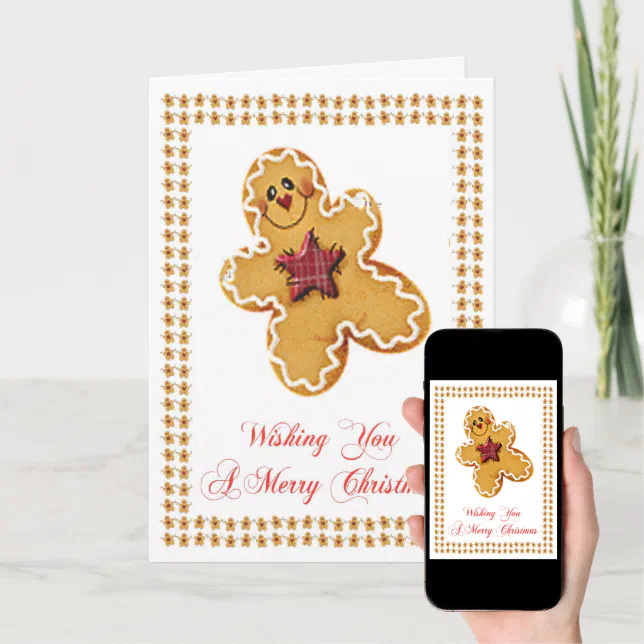 Gingerbread Man Christmas Greeting Card | Zazzle
