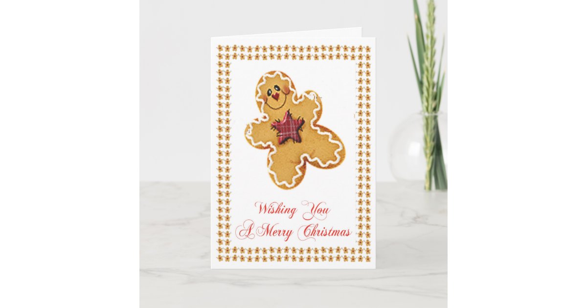 Gingerbread Man Christmas Greeting Card | Zazzle