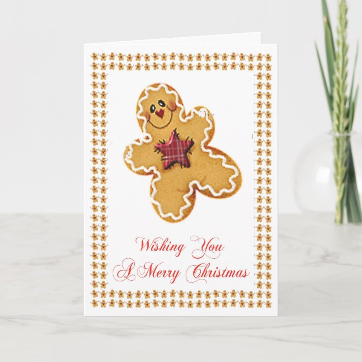 Gingerbread Man Christmas Greeting Card | Zazzle