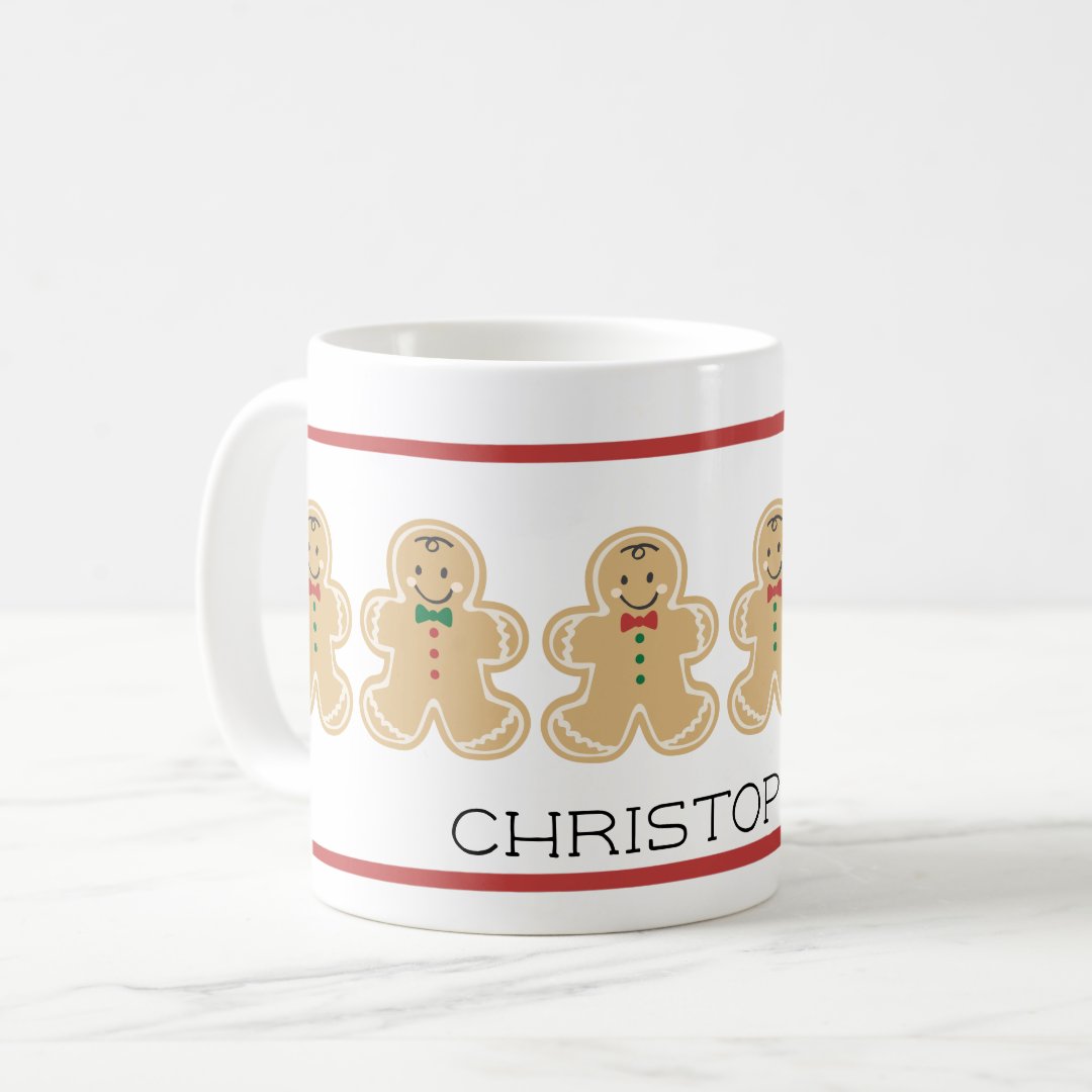 Gingerbread Man Christmas Name Mug | Zazzle