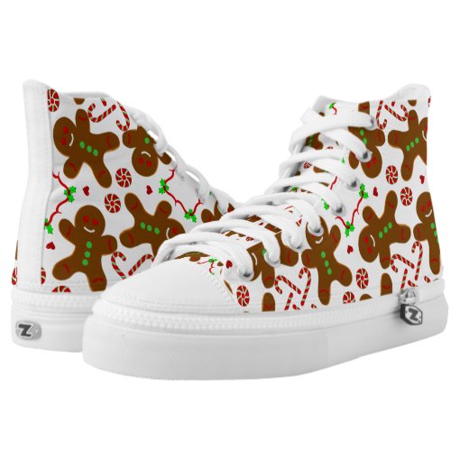 Gingerbread man Christmas personalizable High-Top Sneakers | Zazzle