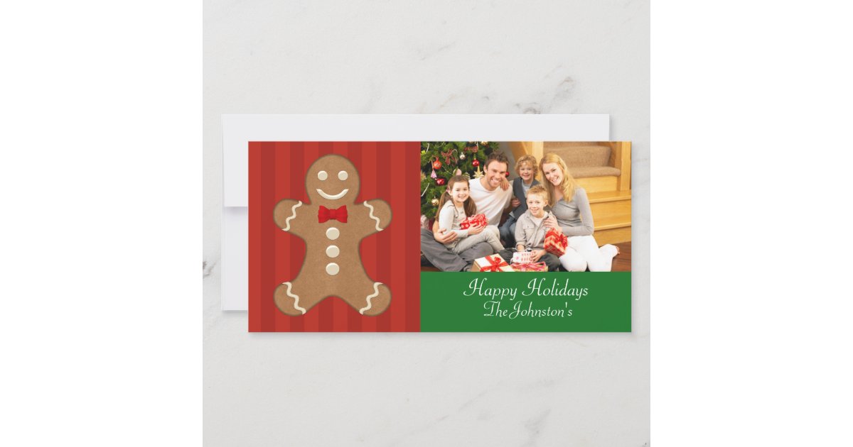 Gingerbread Man Christmas Photo Cards | Zazzle