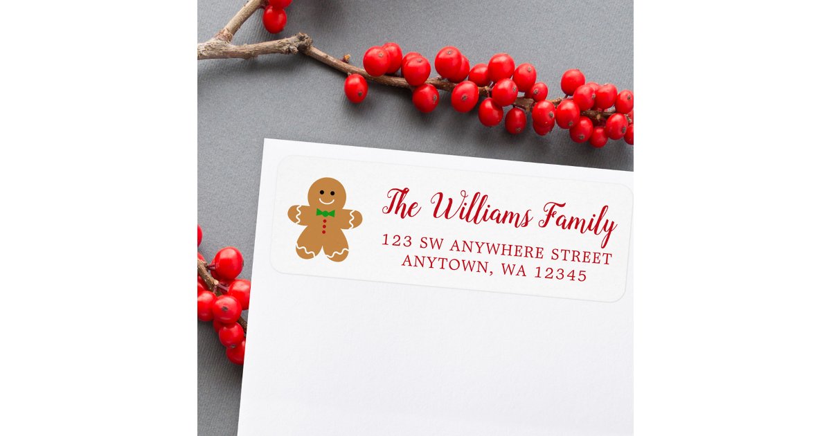 Gingerbread Man Christmas Return Address Label | Zazzle