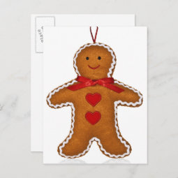 Gingerbread man Christmas tree decoration Holiday Postcard | Zazzle