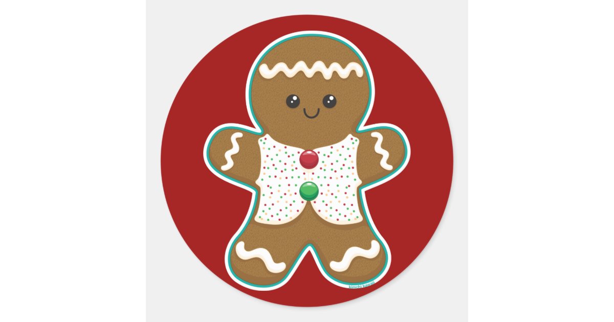 Gingerbread Man Classic Round Sticker | Zazzle