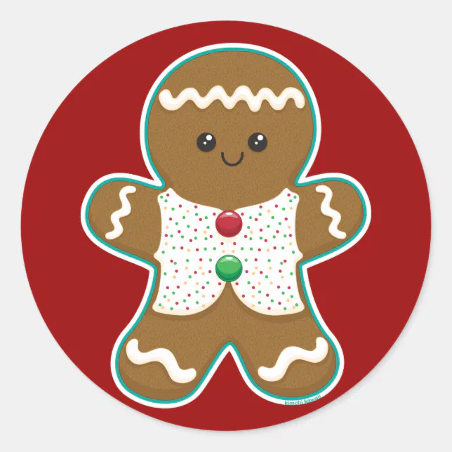 Gingerbread Man Classic Round Sticker | Zazzle