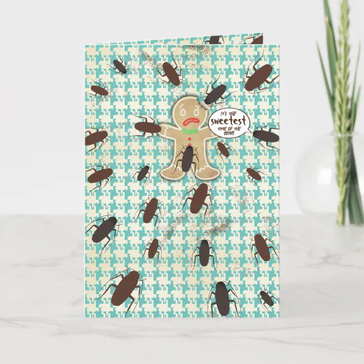 Gingerbread man cockroach baking bakery Christmas Thank You Card | Zazzle