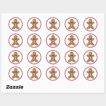 Gingerbread Man Cookie Holiday Stickers | Zazzle