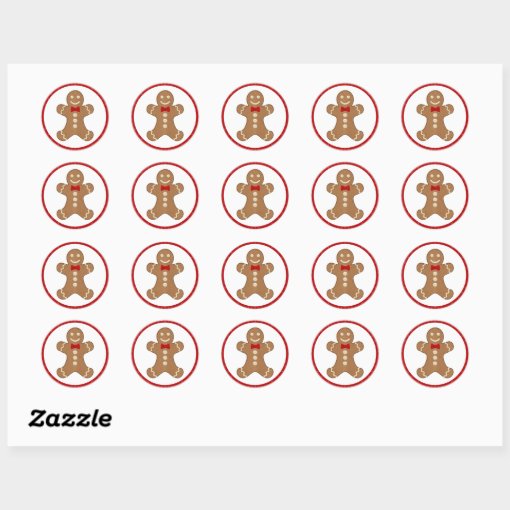 Gingerbread Man Cookie Holiday Stickers | Zazzle