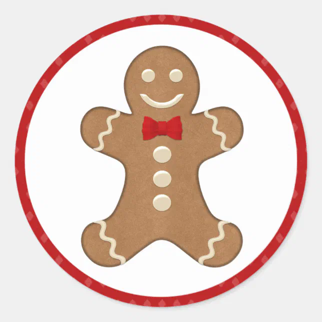 Gingerbread Man Cookie Holiday Stickers | Zazzle