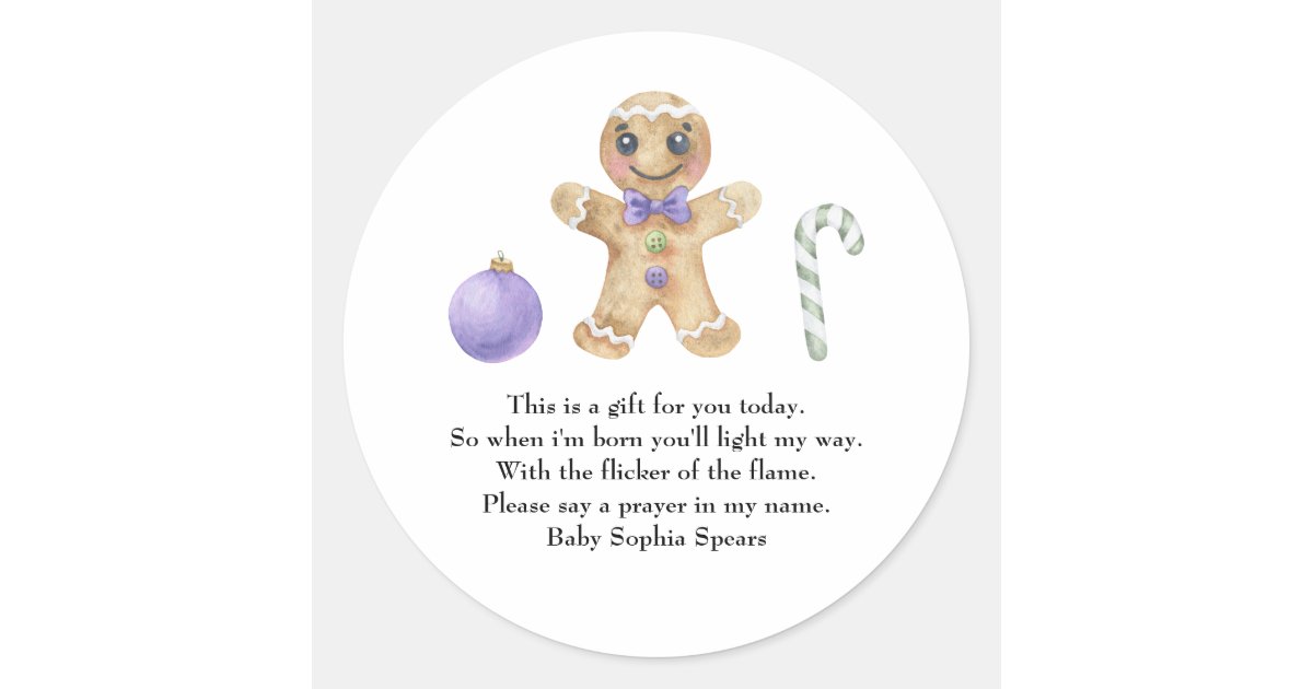 Gingerbread man cookie - Prayer candle label | Zazzle