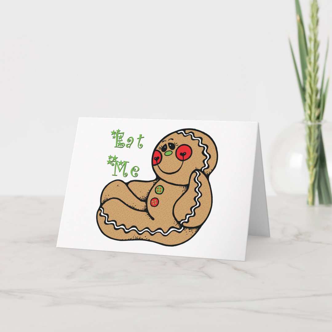 GingerBread Man Eat Me Funny Christmas Holiday Card | Zazzle