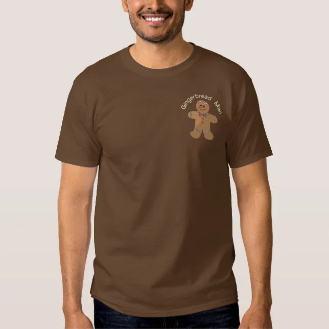Gingerbread Man Embroidered T-Shirt | Zazzle