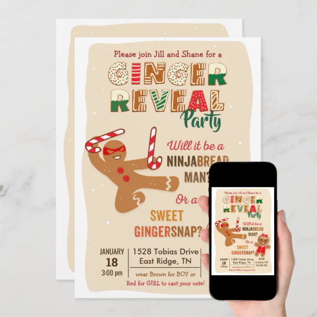 Gingerbread Man Gender Reveal Party Invitation | Zazzle