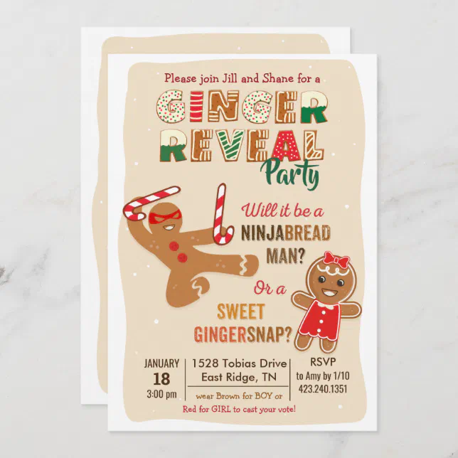 Gingerbread Man Gender Reveal Party Invitation | Zazzle