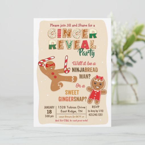 Gingerbread Man Gender Reveal Party Invitation | Zazzle