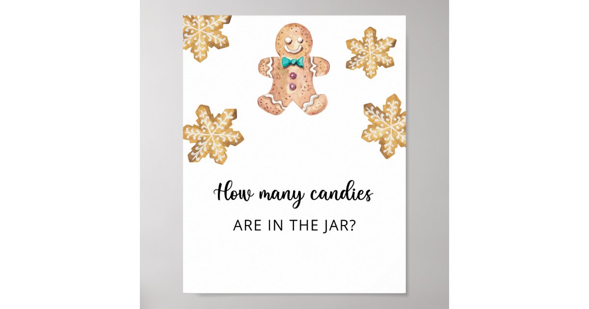 Gingerbread man - guess how many candies poster | Zazzle