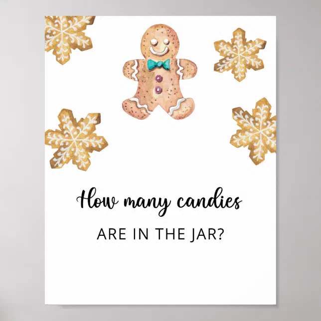 Gingerbread man - guess how many candies poster | Zazzle