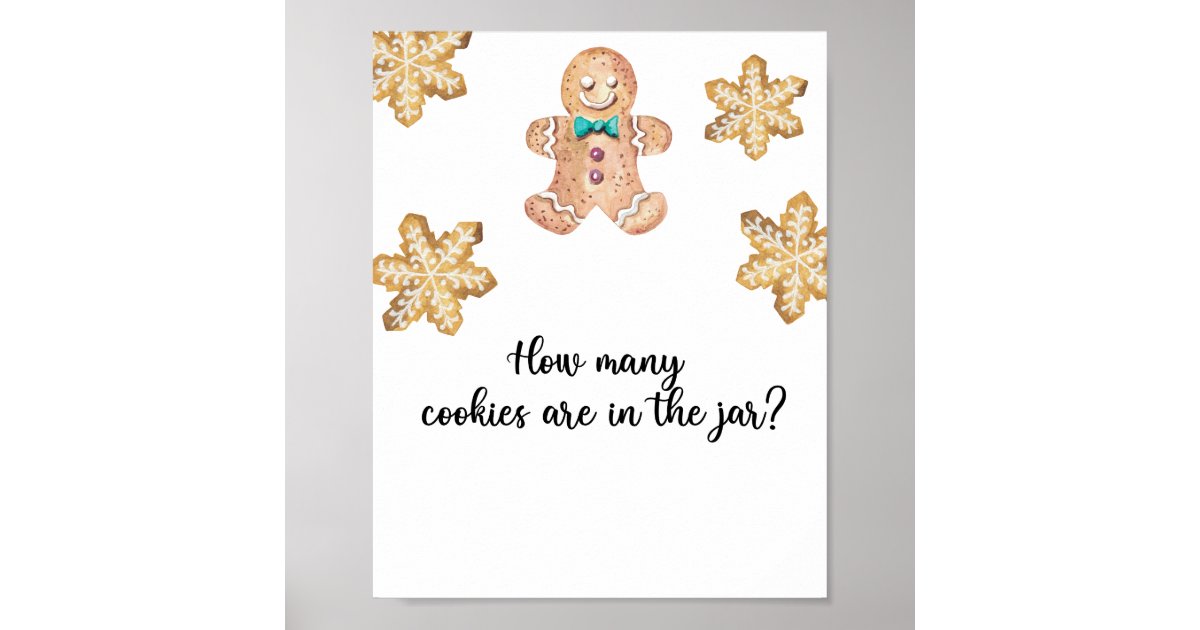 Gingerbread man - guess how many cookies poster | Zazzle