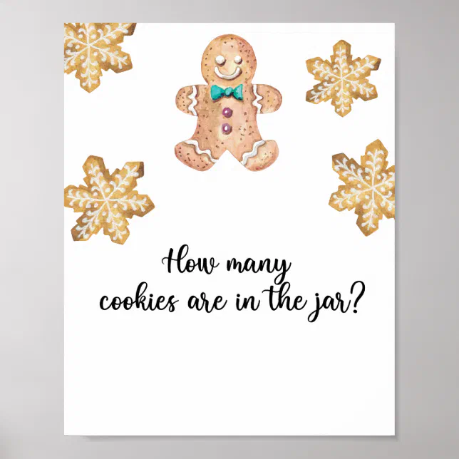 Gingerbread man - guess how many cookies poster | Zazzle