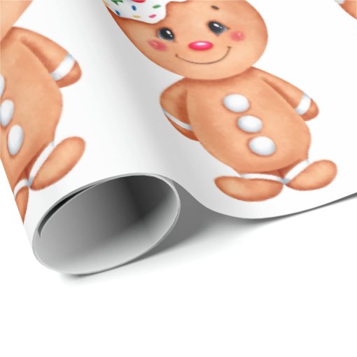 Gingerbread Man Holiday Festive Christmas Seasonal Wrapping Paper | Zazzle