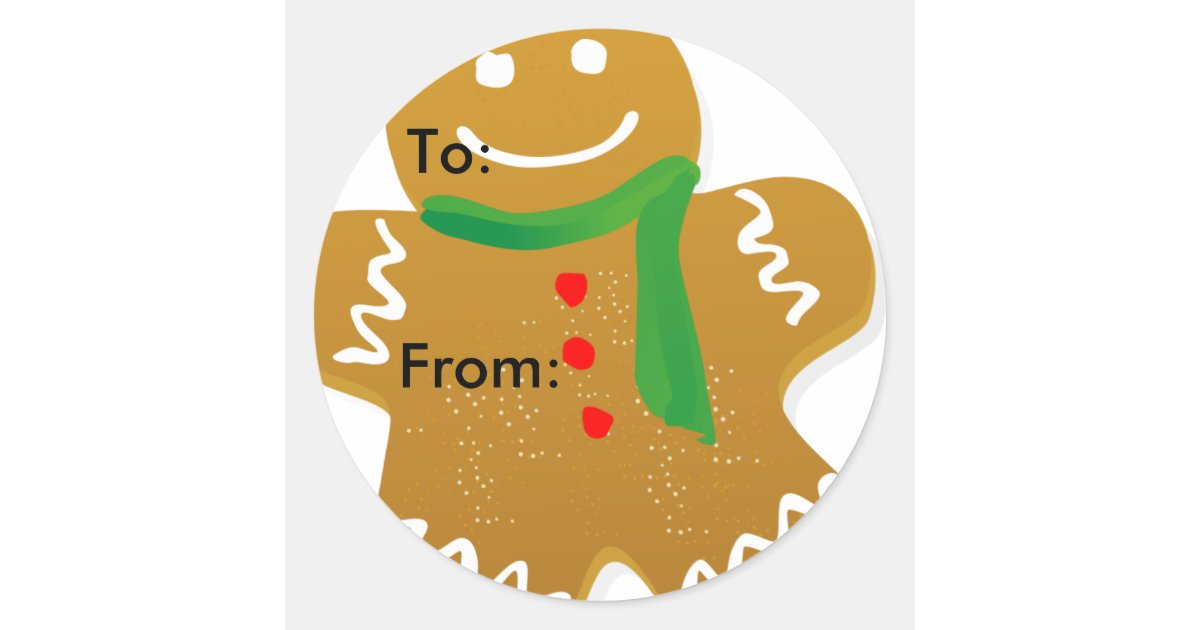 Gingerbread Man Holiday Gift Tag Stickers | Zazzle