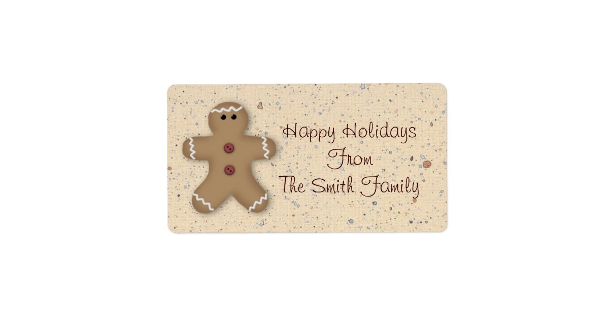 Gingerbread Man Holiday Label | Zazzle