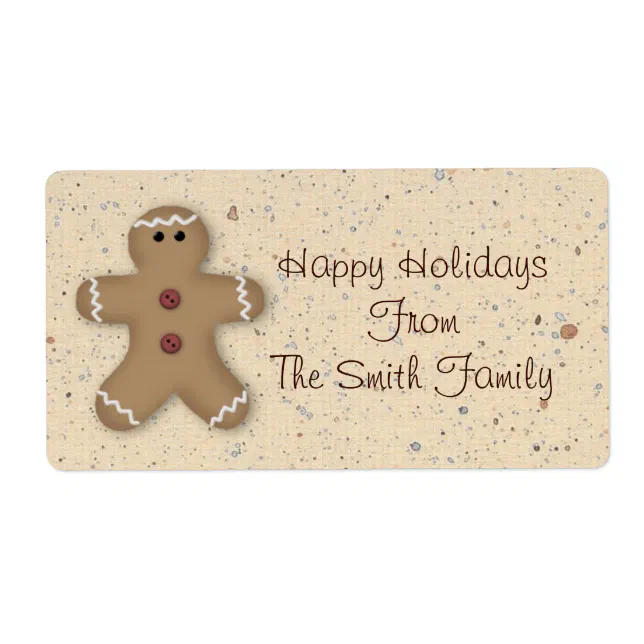 Gingerbread Man Holiday Label | Zazzle