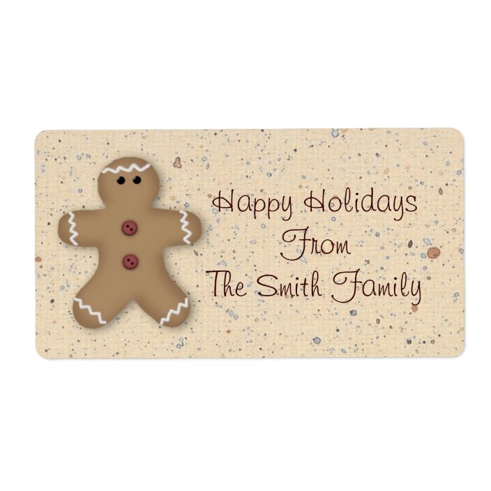 Gingerbread Man Holiday Label | Zazzle.com