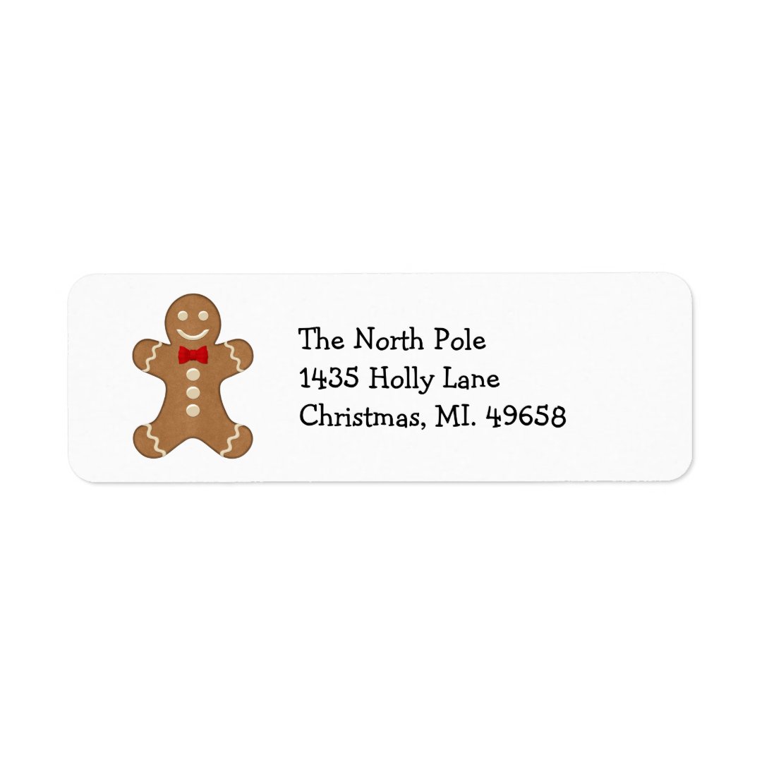 Gingerbread Man Holiday Return Address Labels | Zazzle