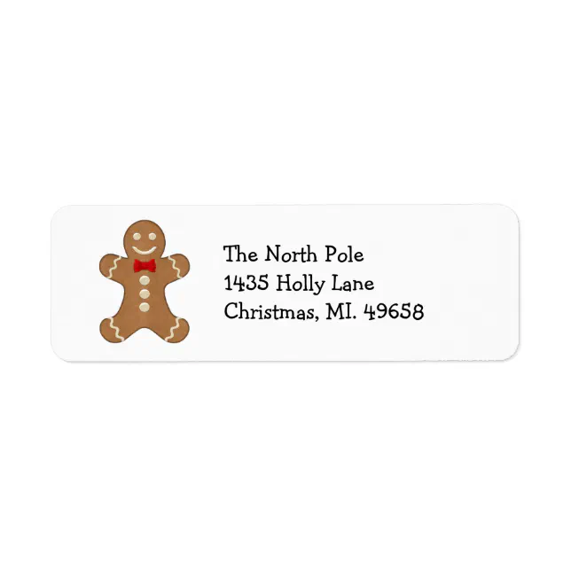 Gingerbread Man Holiday Return Address Labels | Zazzle