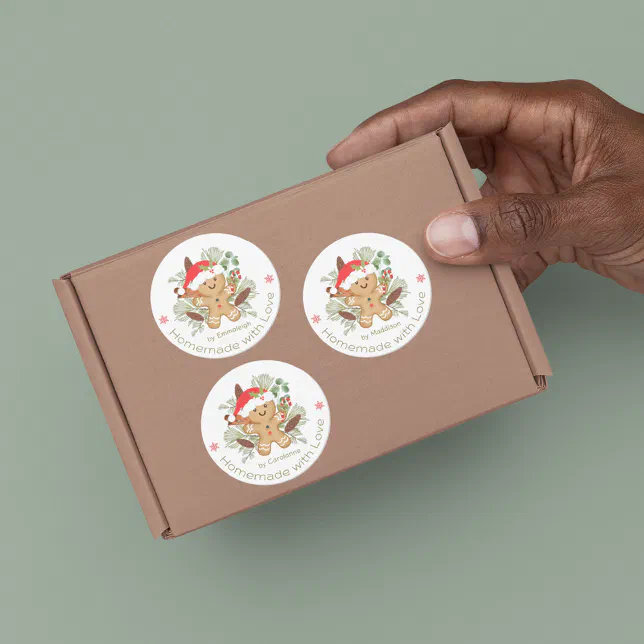 Gingerbread Man Homemade Love Christmas Food Labels | Zazzle