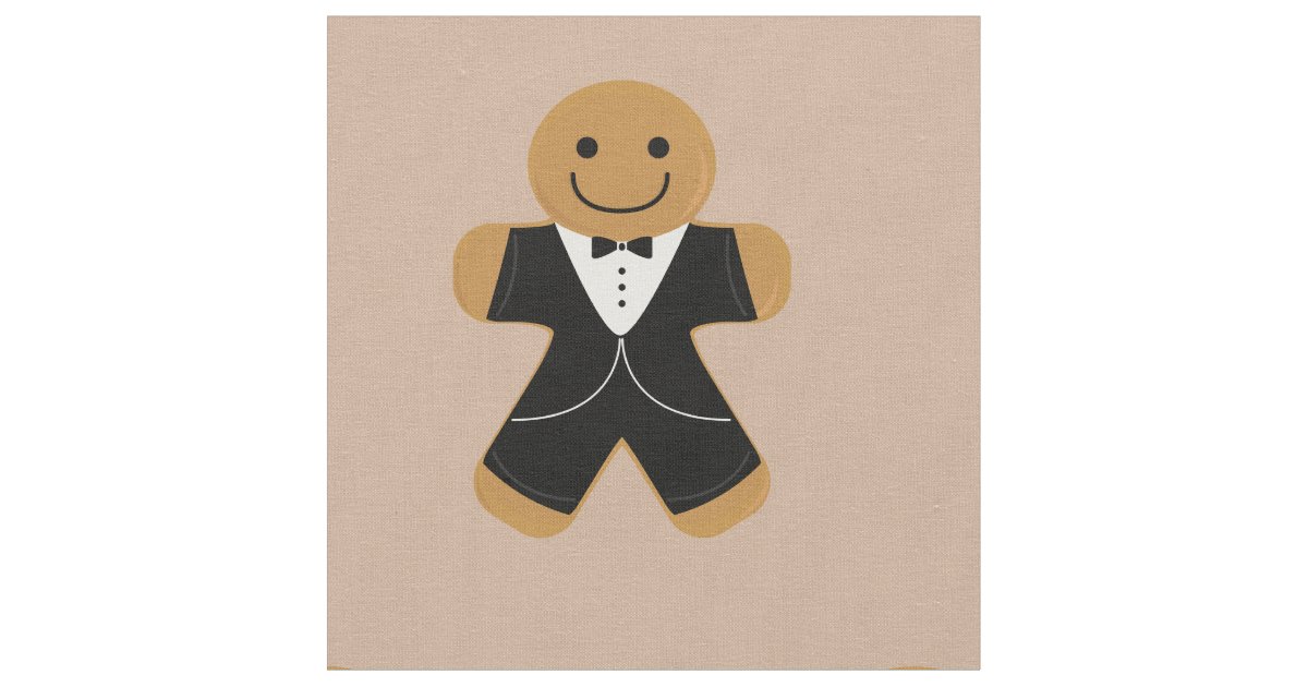 Gingerbread man in a tuxedo fabric | Zazzle
