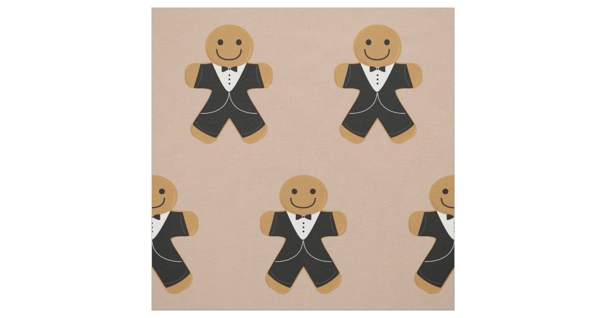 Gingerbread man in a tuxedo fabric | Zazzle