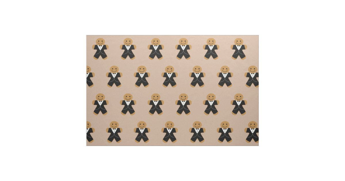 Gingerbread man in a tuxedo fabric | Zazzle