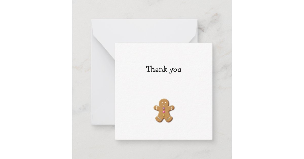 Gingerbread Man Mini Thank You Note Card | Zazzle