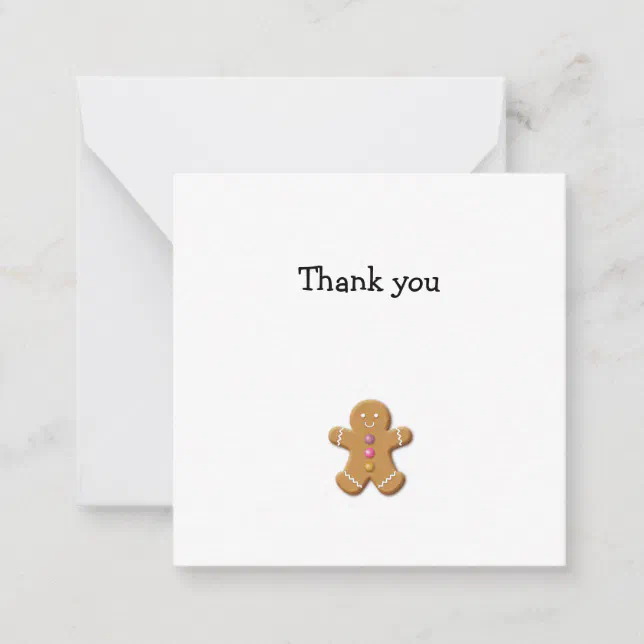Gingerbread Man Mini Thank You Note Card | Zazzle