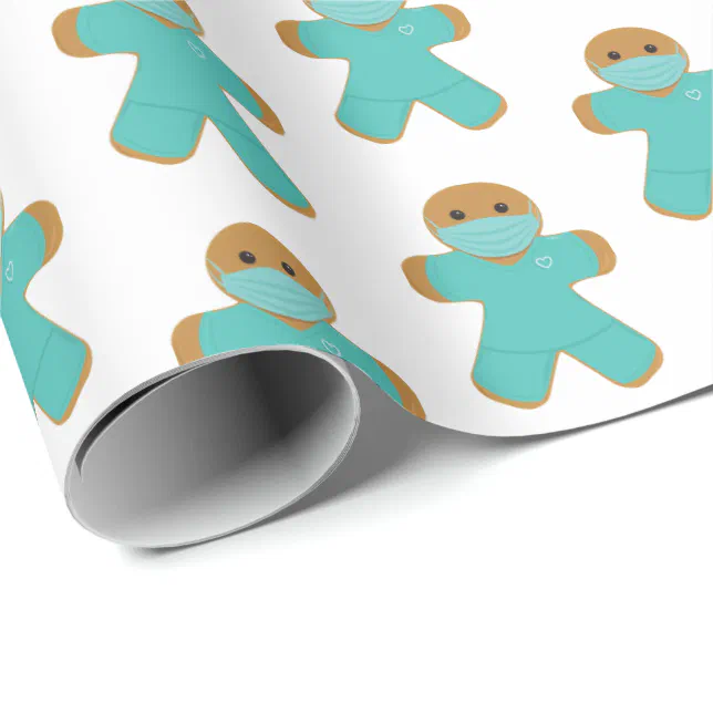 Gingerbread Man Nurse Doctor Scrubs Wrapping Paper | Zazzle