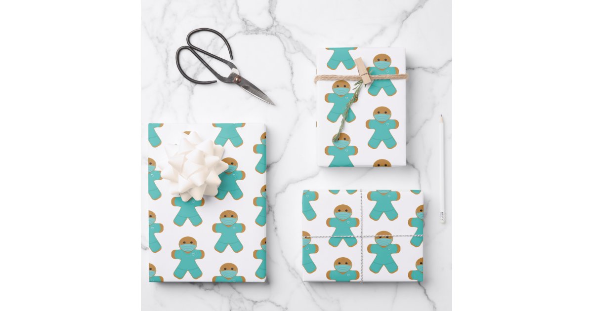 Gingerbread Man Nurse Doctor Scrubs Wrapping Paper Sheets | Zazzle