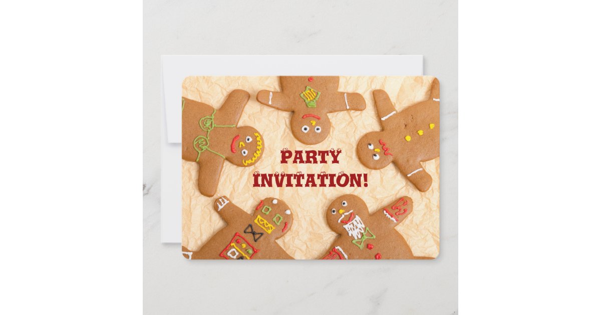 Gingerbread Man Party Invitatation Invitation | Zazzle