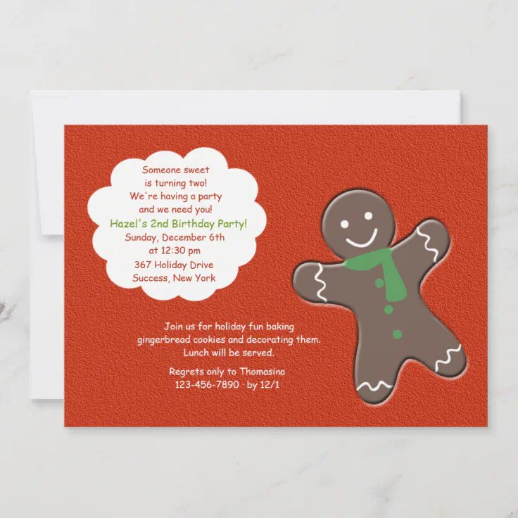 Gingerbread Man Party Invitation | Zazzle