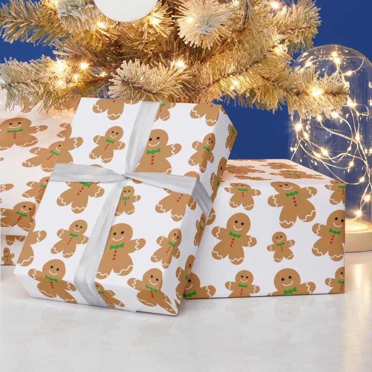 Gingerbread Man Pattern Christmas Wrapping Paper | Zazzle
