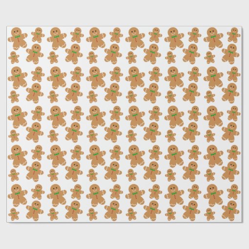 Gingerbread Man Pattern Christmas Wrapping Paper | Zazzle