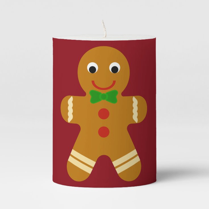 Gingerbread Man Pillar Candle | Zazzle