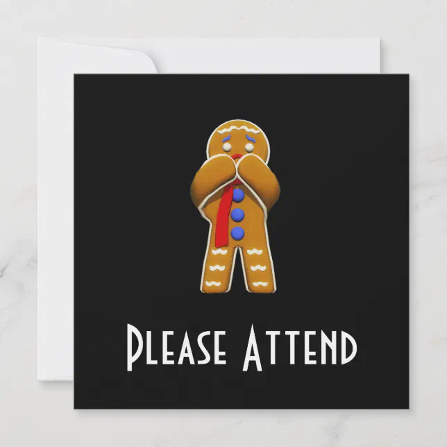 Gingerbread Man - Scared - Original Colors Invitation | Zazzle