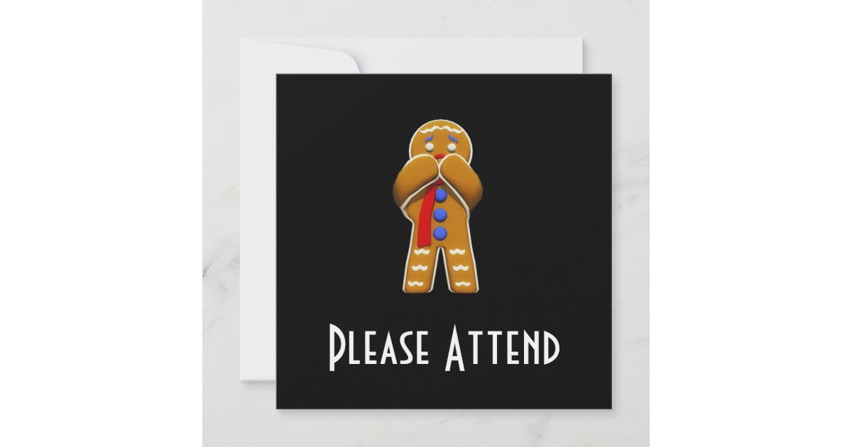 Gingerbread Man - Scared - Original Colors Invitation | Zazzle