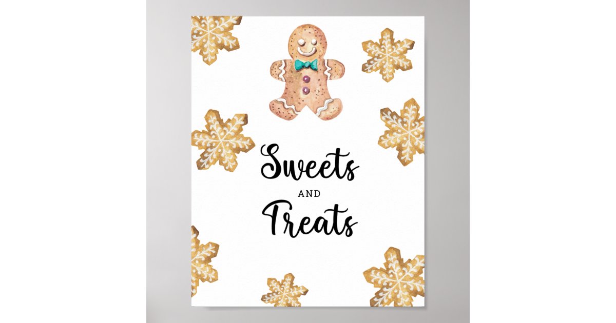 Gingerbread man - sweets and treats baby shower poster | Zazzle