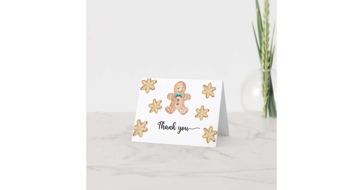 Gingerbread man thank you card | Zazzle
