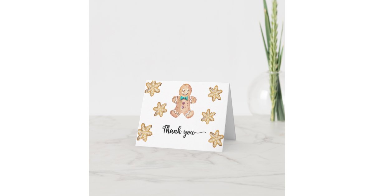 Gingerbread man thank you card | Zazzle