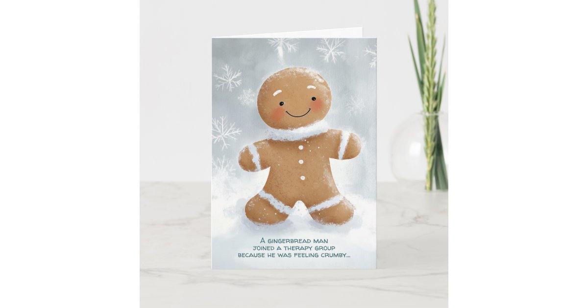 Gingerbread Man Therapy Christmas Card | Zazzle
